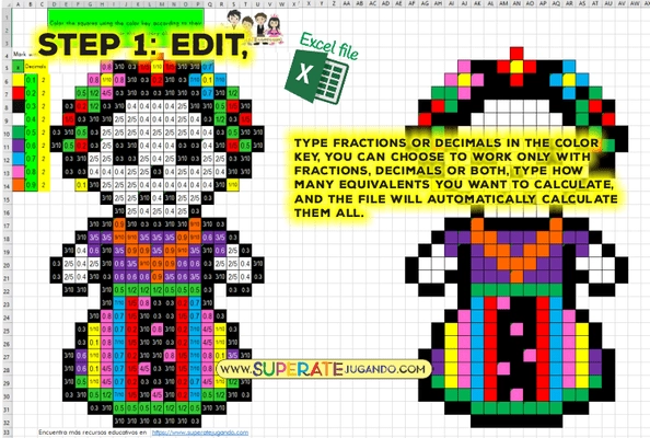 Pixel Day of the Dead 1 - Fractions and Decimals