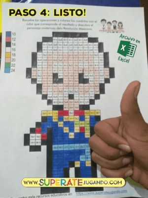 Pixel Personajes Mexicanos 2 - Revolución - Multiplicaciones y Divisiones