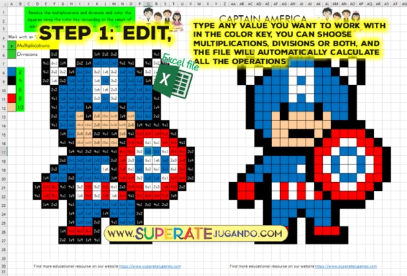 Pixel Super Heroes 1 - Avengers - Muliplications and Divisions
