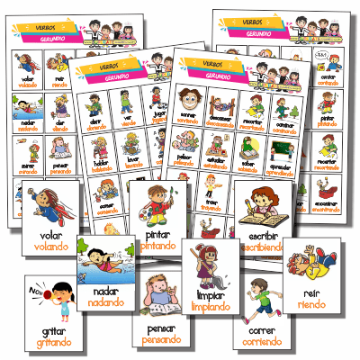 Present Continuous Bingo in Spanish to Print